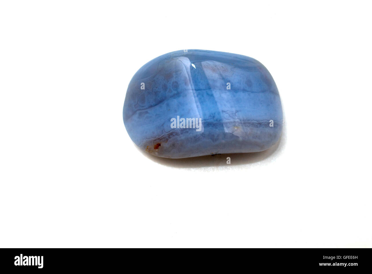 Cutout of a Blue Lace Agate gemstone on white background Stock Photo ...