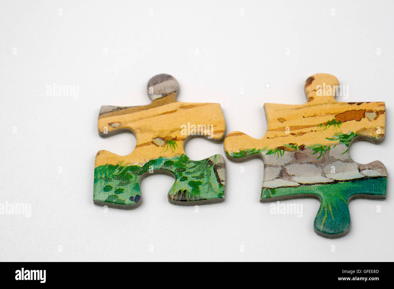 Cutout of Matching Jigsaw Puzzle pieces on white background Stock Photo ...