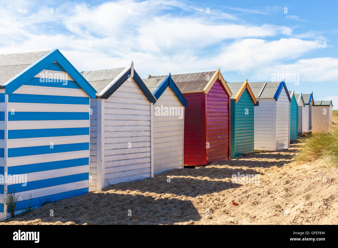 beach huts at southwold suffolk coast uk Stock Photo - Alamy