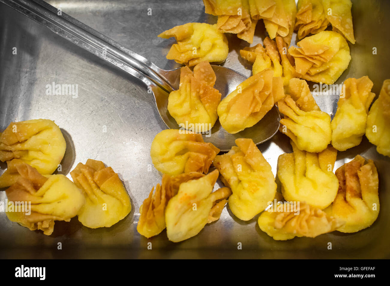 Chinese cheese wonton buffet tray appetizer at restaurant Stock Photo ...