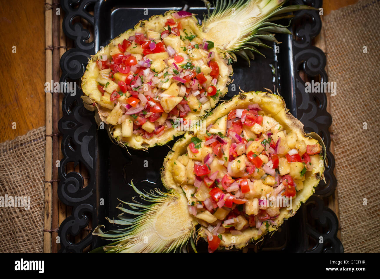 Fancy sweet whole pineapple half salsa South American appetizer Stock ...