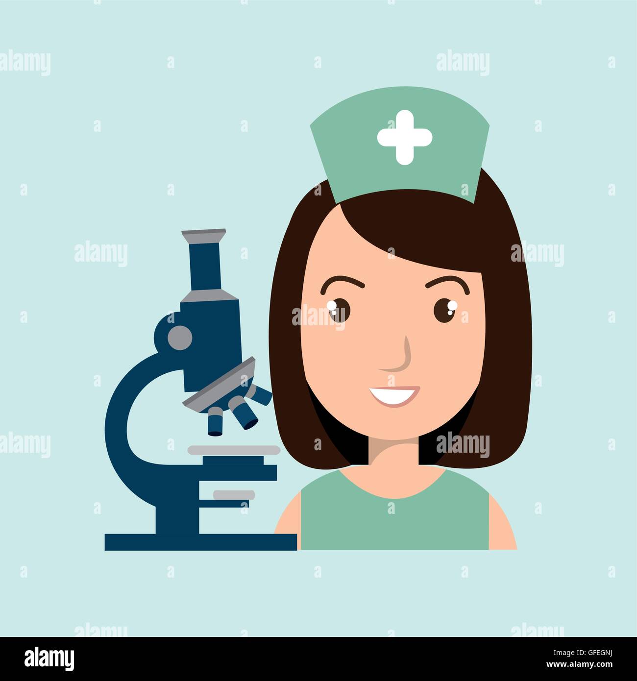 nurse medical microscope woman Stock Vector Image & Art - Alamy
