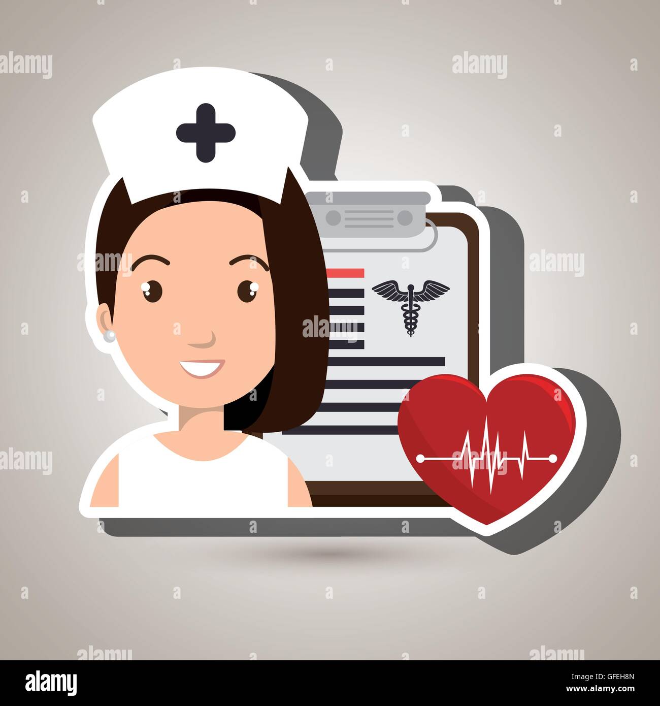 nurse heart clipboard medicine Stock Vector Image & Art - Alamy