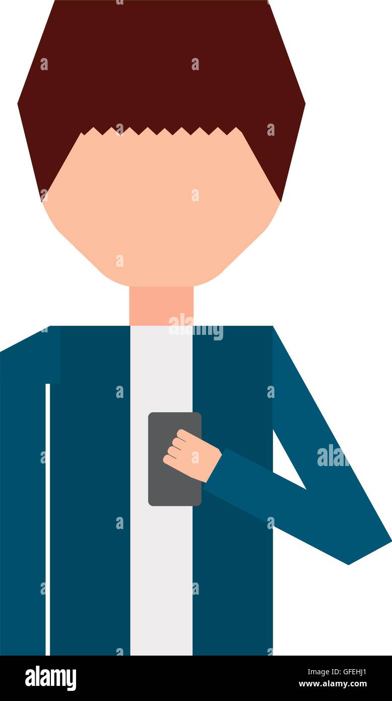 man male young using smartphone icon Stock Vector Image & Art - Alamy