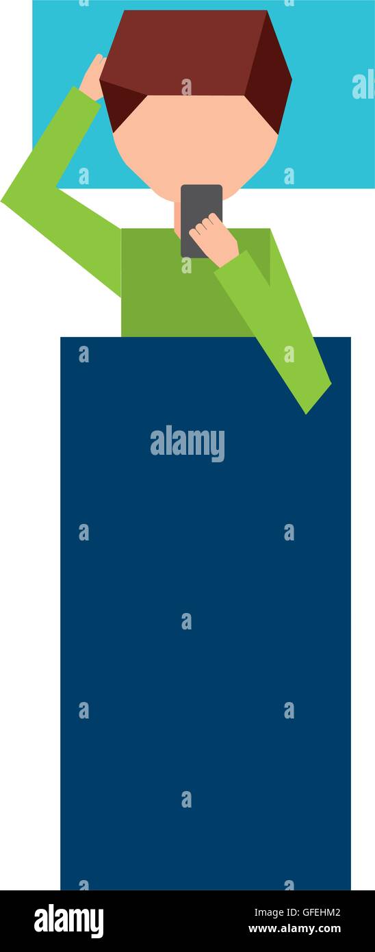 man male young using smartphone icon Stock Vector Image & Art - Alamy