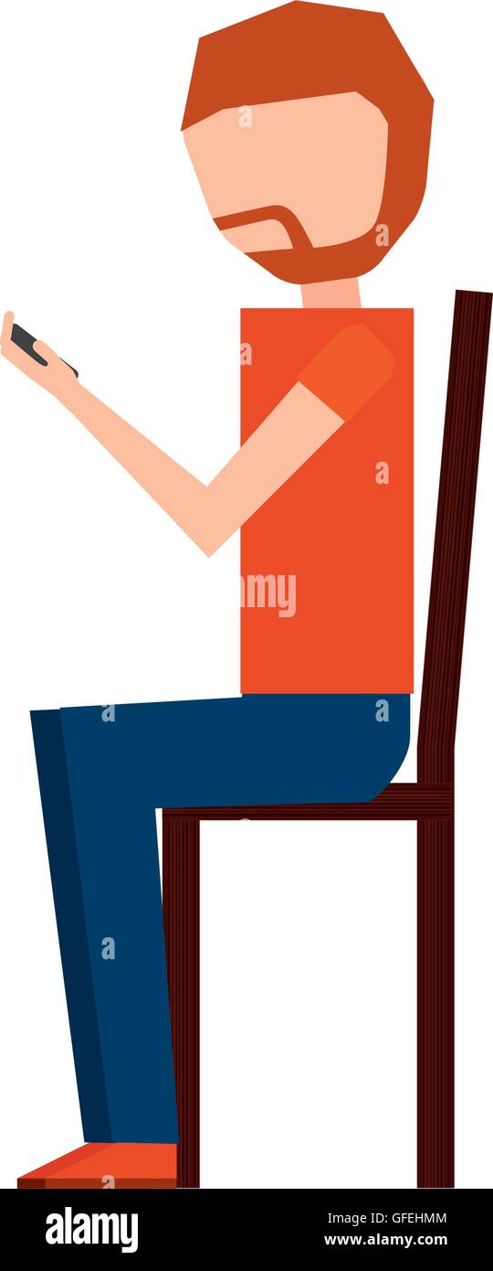 man male young using smartphone icon Stock Vector Image & Art - Alamy