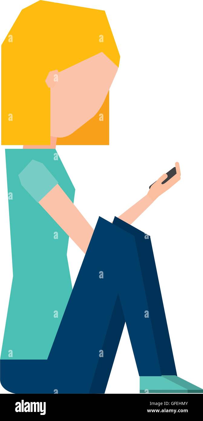 woman female young using smartphone icon Stock Vector Image & Art - Alamy