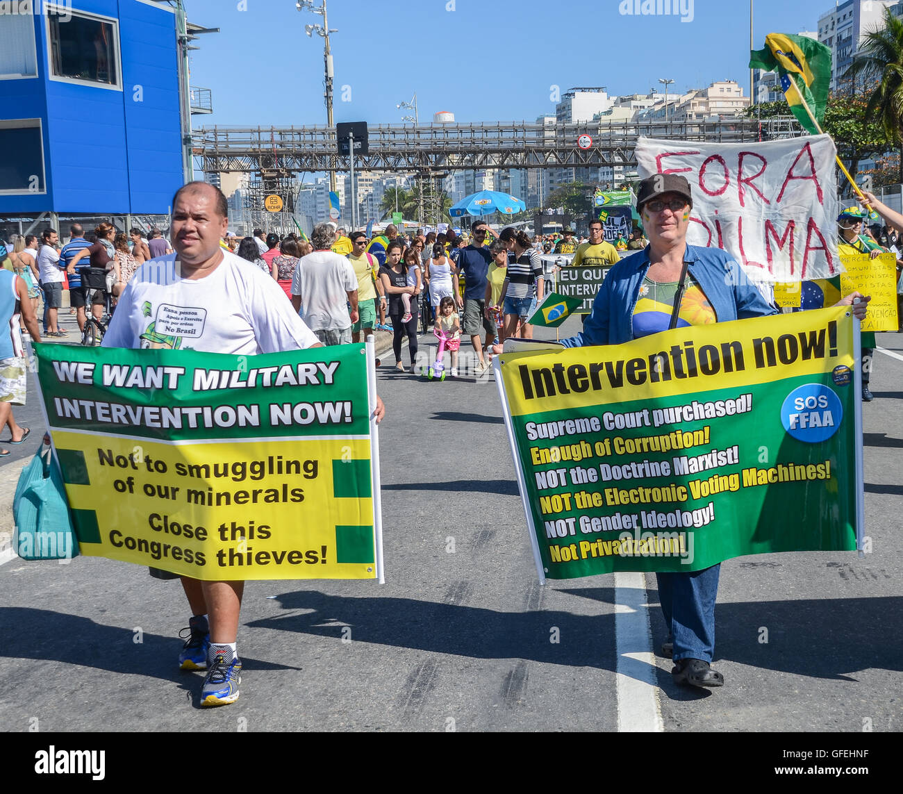 Anti-corruption protestors gather on Copacabana beach to vent their ...