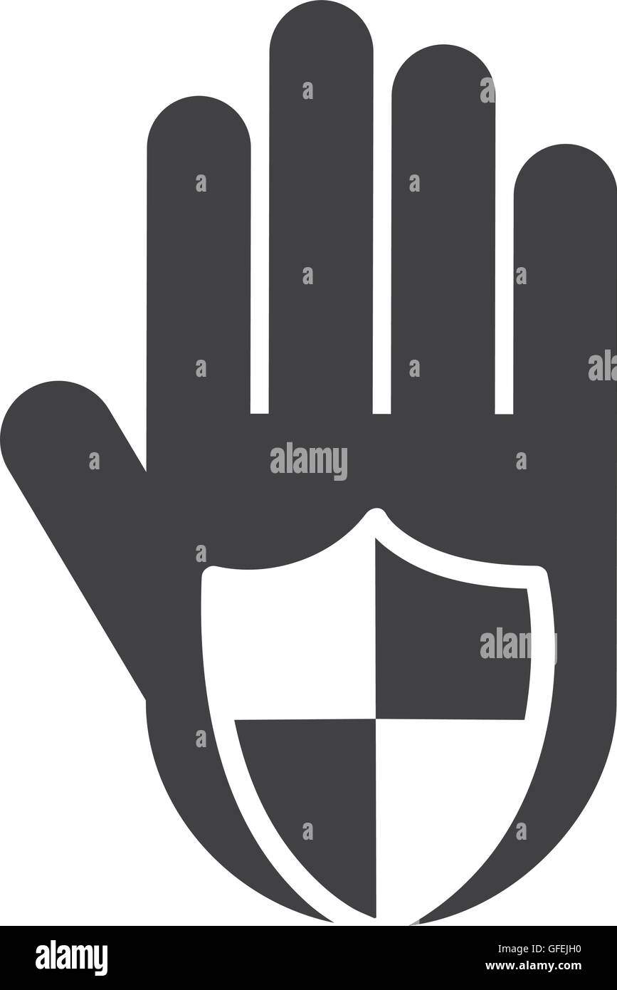 Stop hand shield secure security Stock Vector Images - Alamy