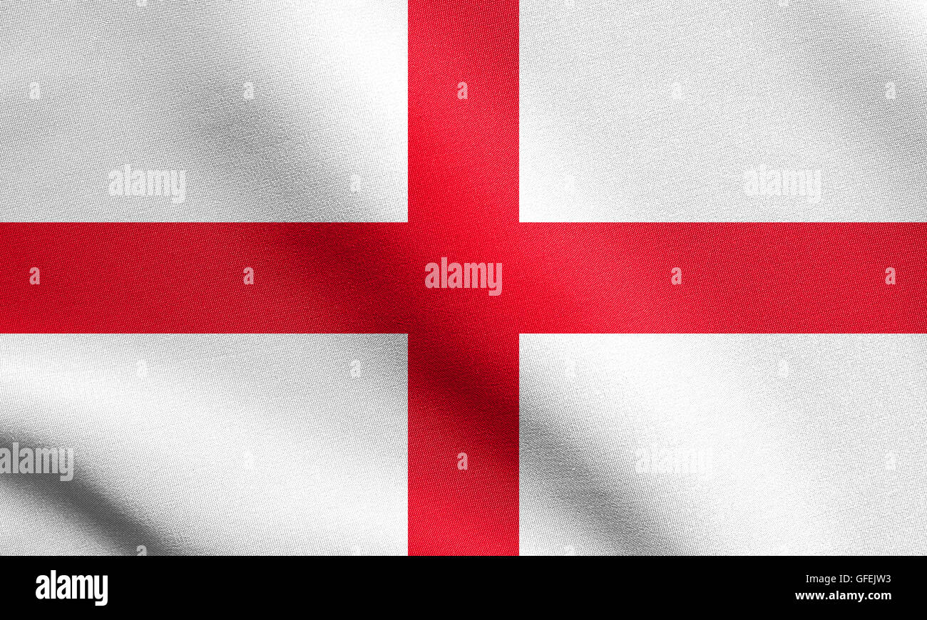 Flag of England, Cross of St. George, waving in the wind with detailed ...