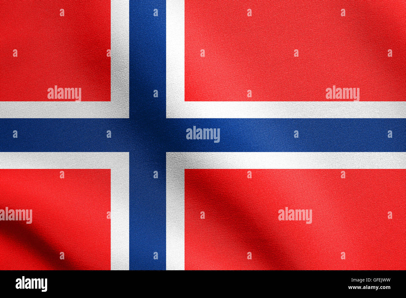 Flag of Norway waving in the wind with detailed fabric texture ...