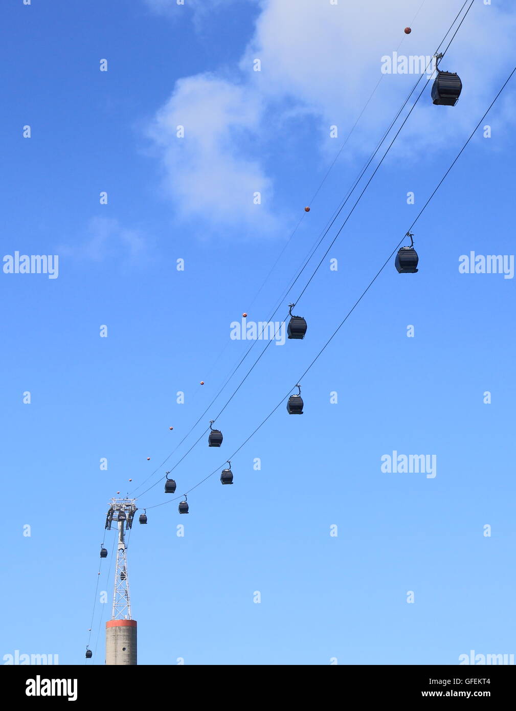 Cable cars in blue sky Stock Photo - Alamy