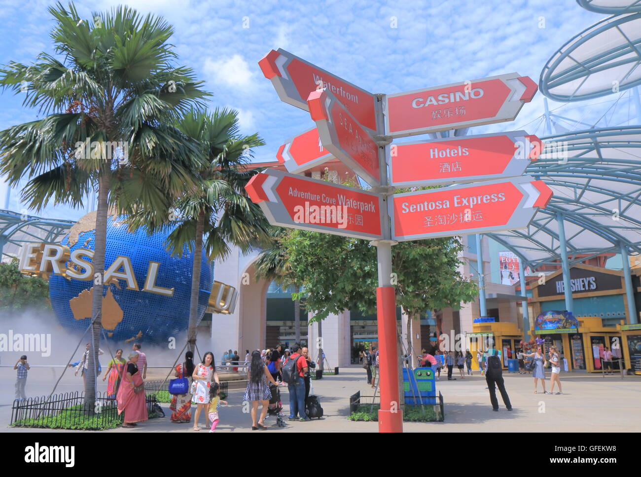 Information pole at Resorts World Sentosa in Singapore Stock Photo - Alamy