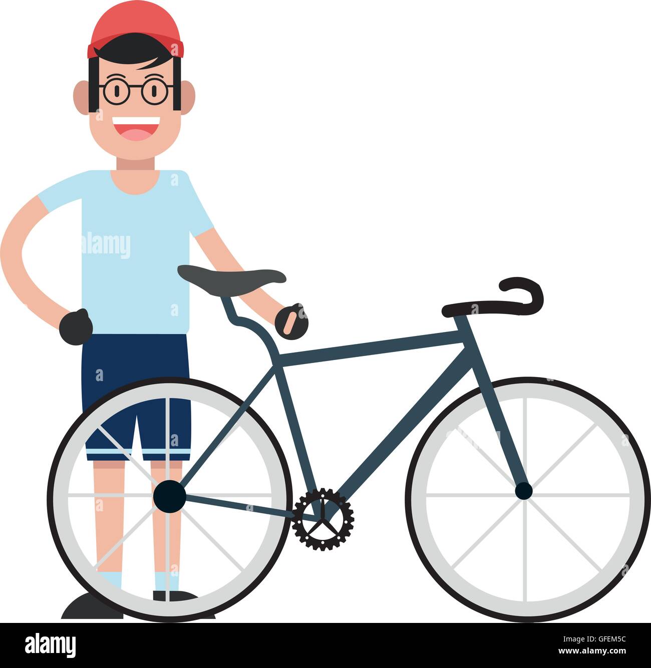 man wearing cap with bike icon Stock Vector Image & Art - Alamy