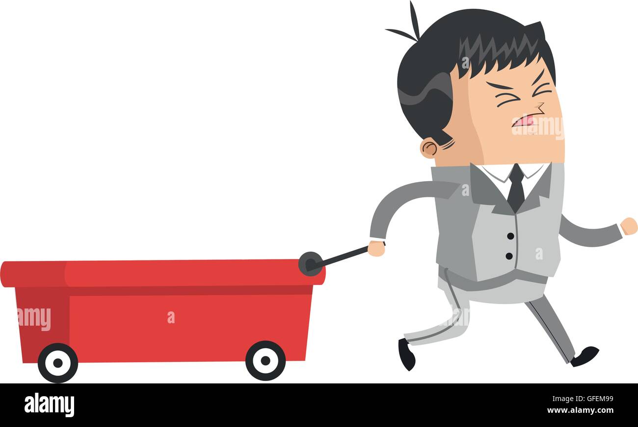businessman pulling wagon icon Stock Vector Image & Art - Alamy