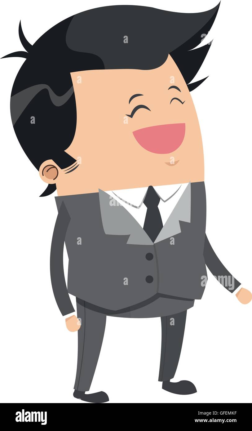 cute businessman with black shiny hair cartoon icon Stock Vector Image ...