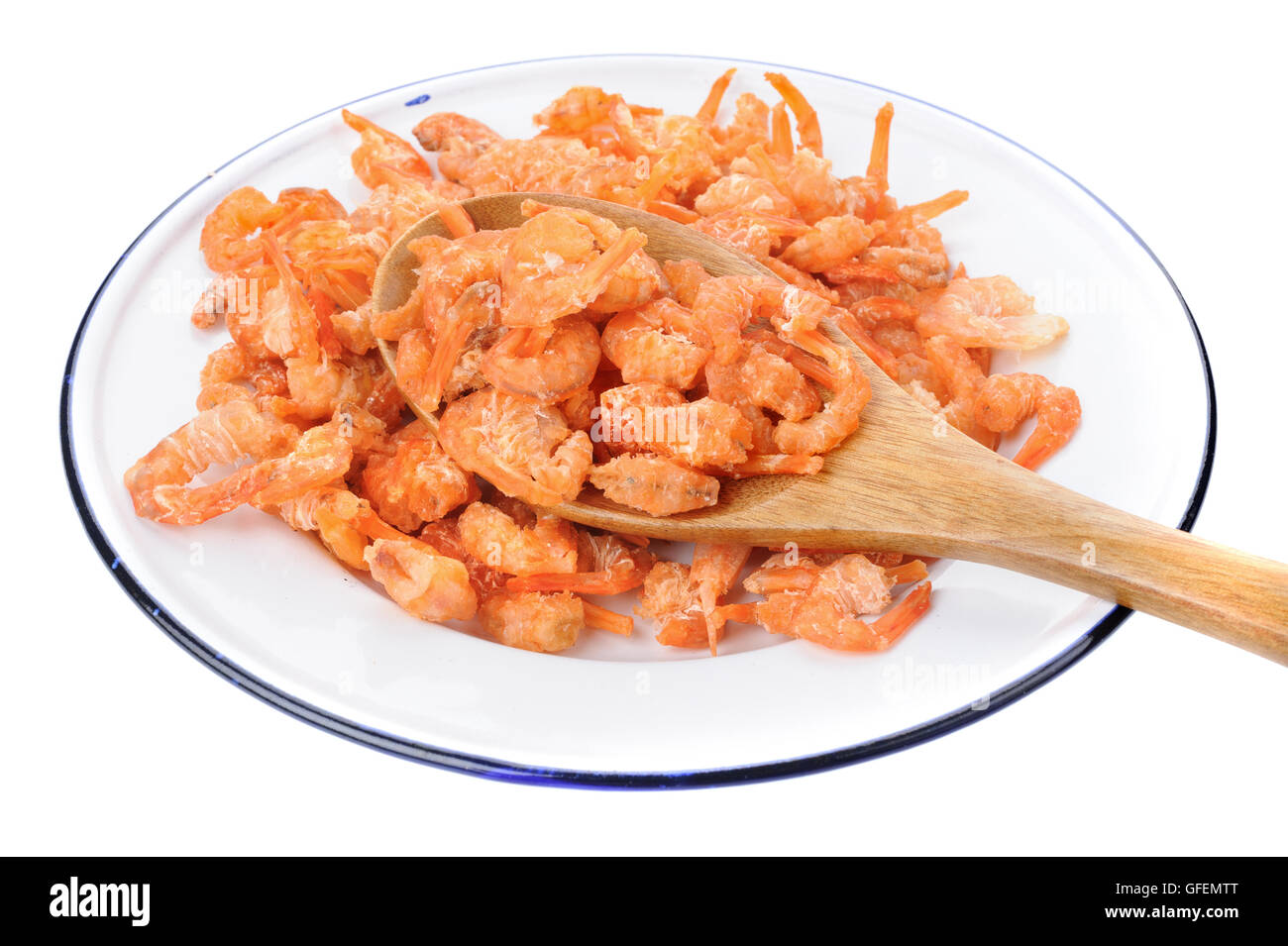 closeup dried salted prawn on white background Stock Photo - Alamy
