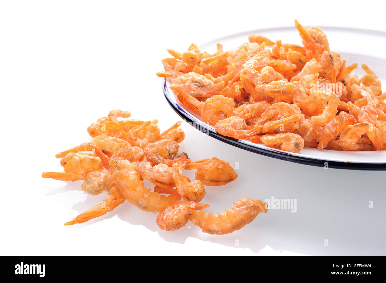 closeup dried salted prawn on white background Stock Photo - Alamy