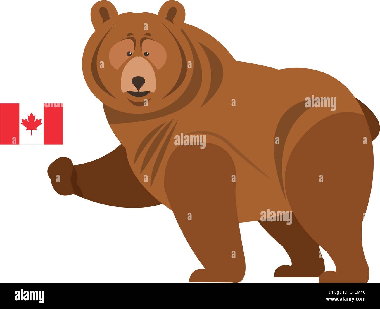 grizzly beare with canadian flag icon Stock Vector Image & Art - Alamy
