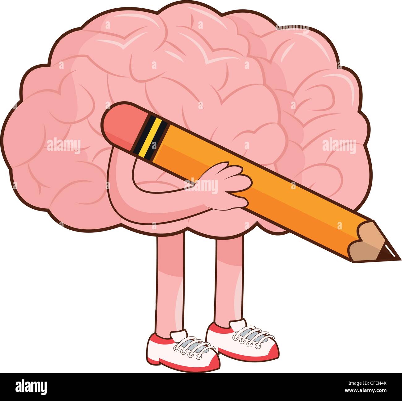 human brain holding pencil icon Stock Vector Image & Art - Alamy