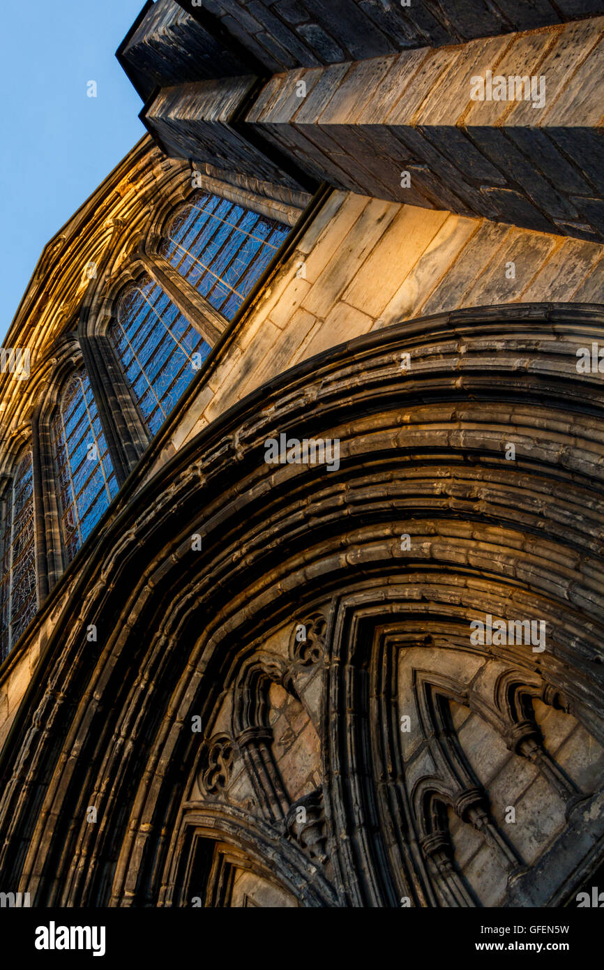 Abstract image looking up at Glasgow cathedral from the entrance Stock ...