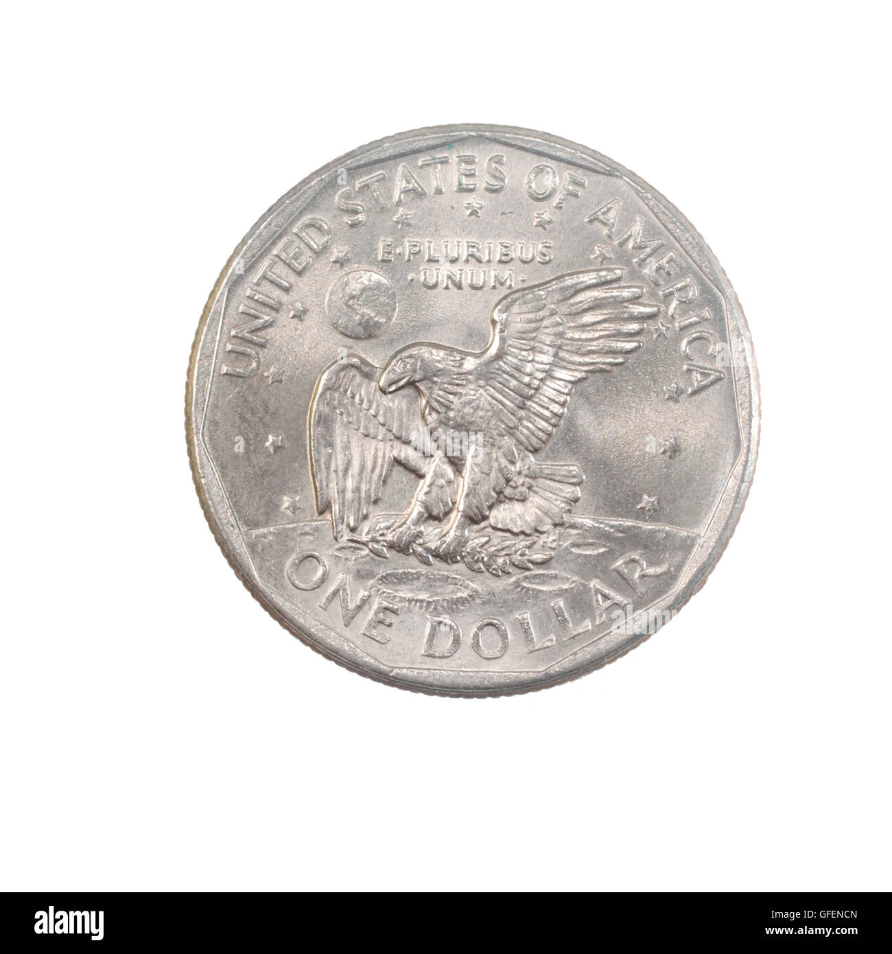 US one Dollar coin (100 cents) isolated on white background Stock Photo ...