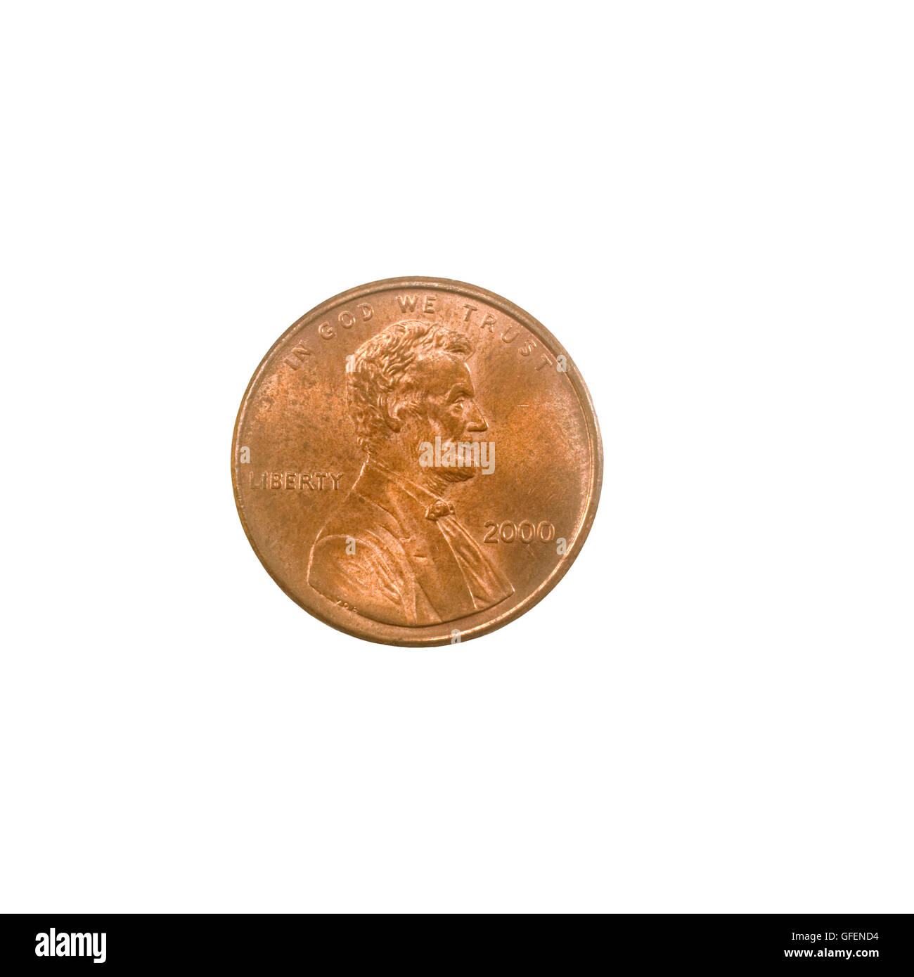 US one penny coin (one cents) isolated on white background Stock Photo ...