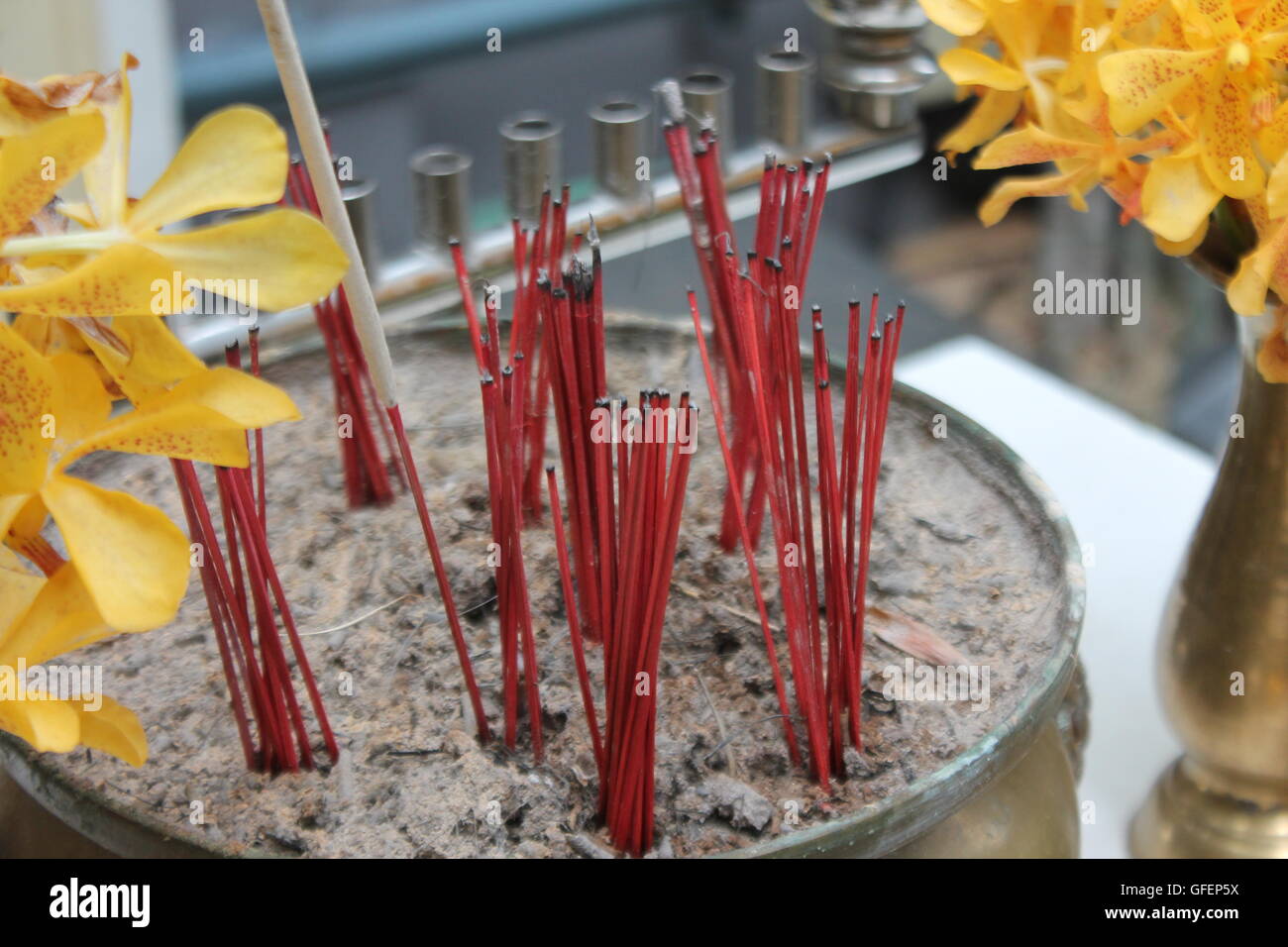 incense burning in temple Stock Photo - Alamy