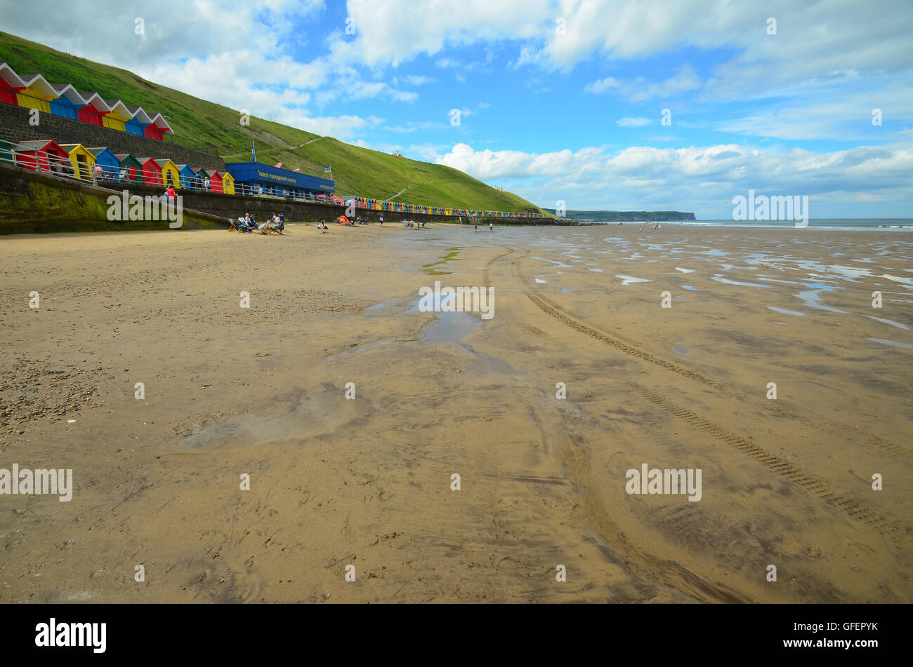 View from Whitby beach looking towards Sandsend Stock Photo - Alamy