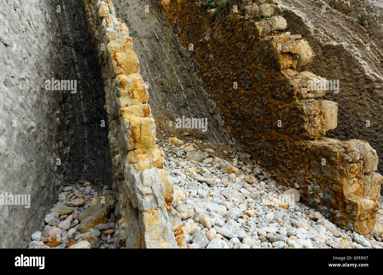 Detail of rock on Portio Beach in Pielagos, Cantabria, Spain Stock ...