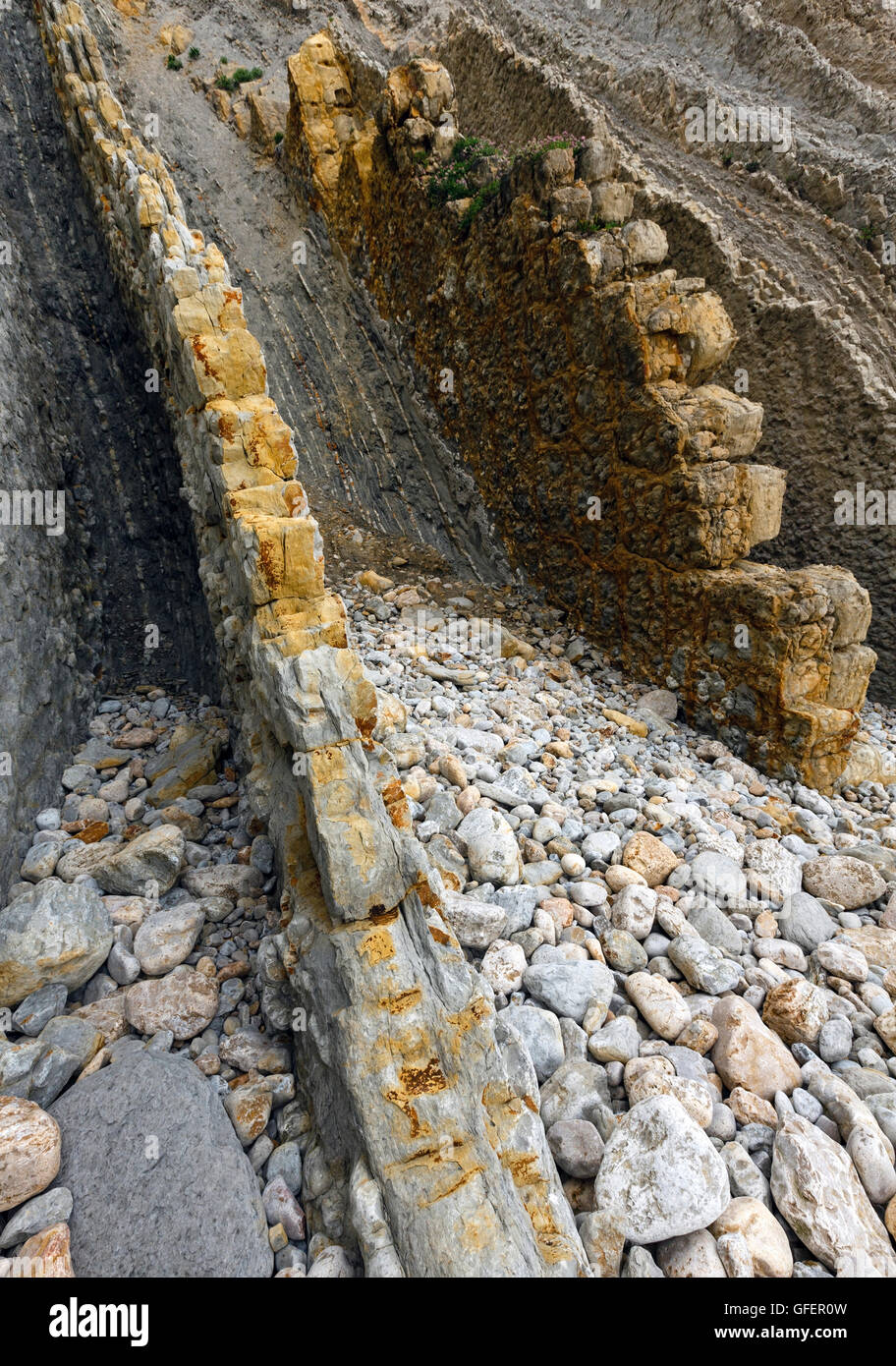 Detail of rock on Portio Beach in Pielagos, Cantabria, Spain Stock ...