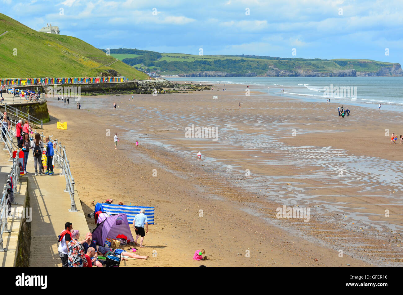 View from Whitby beach looking towards Sandsend Stock Photo - Alamy