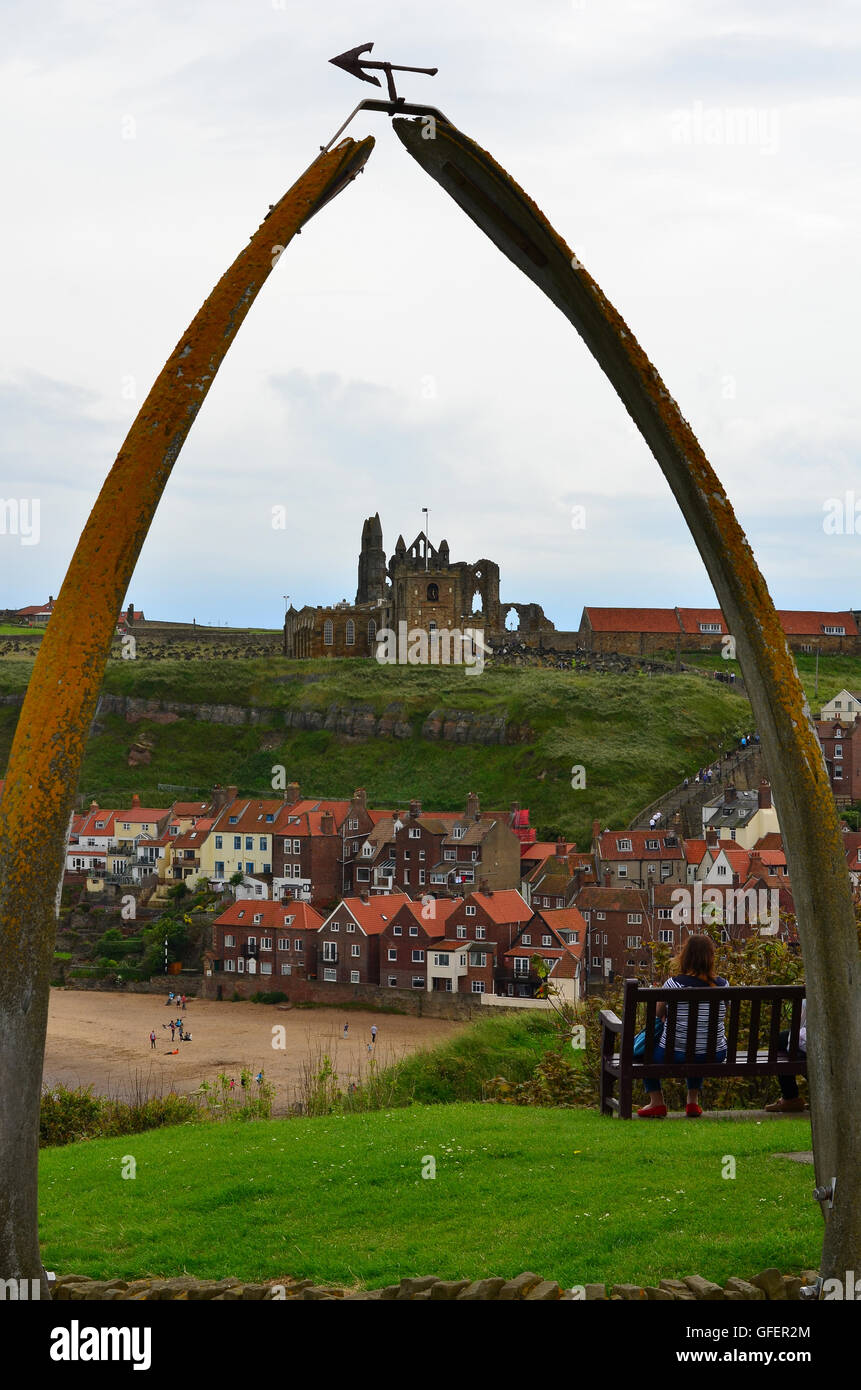 A view of Whitby church and abbey in The North Yorkshire Moors Whitby ...