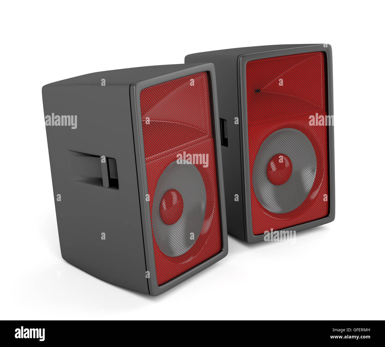 Stage loudspeakers on white background Stock Photo - Alamy