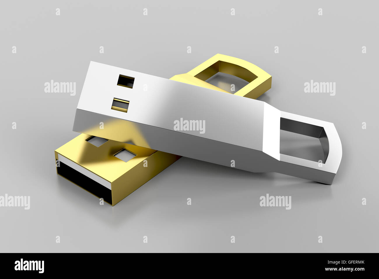 Stylish silver and gold colored usb flash drives Stock Photo - Alamy