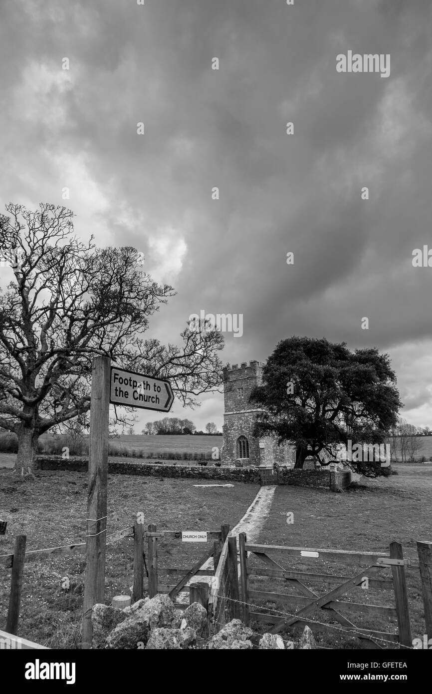 Black and White of the Whitcombe Church in Dorset Stock Photo - Alamy