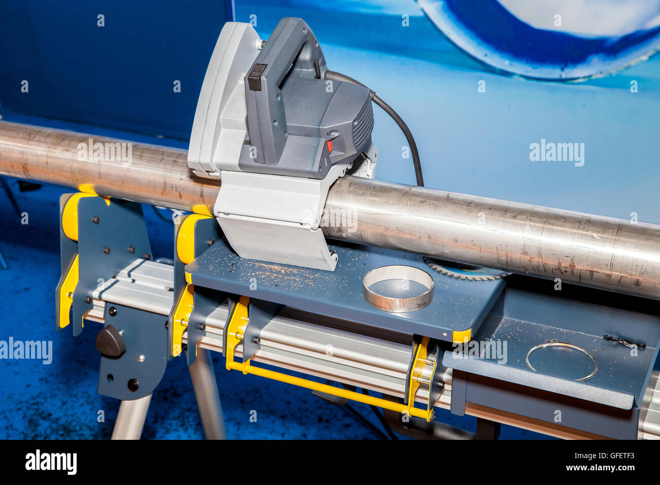 Exact pipe cutting bench Stock Photo - Alamy