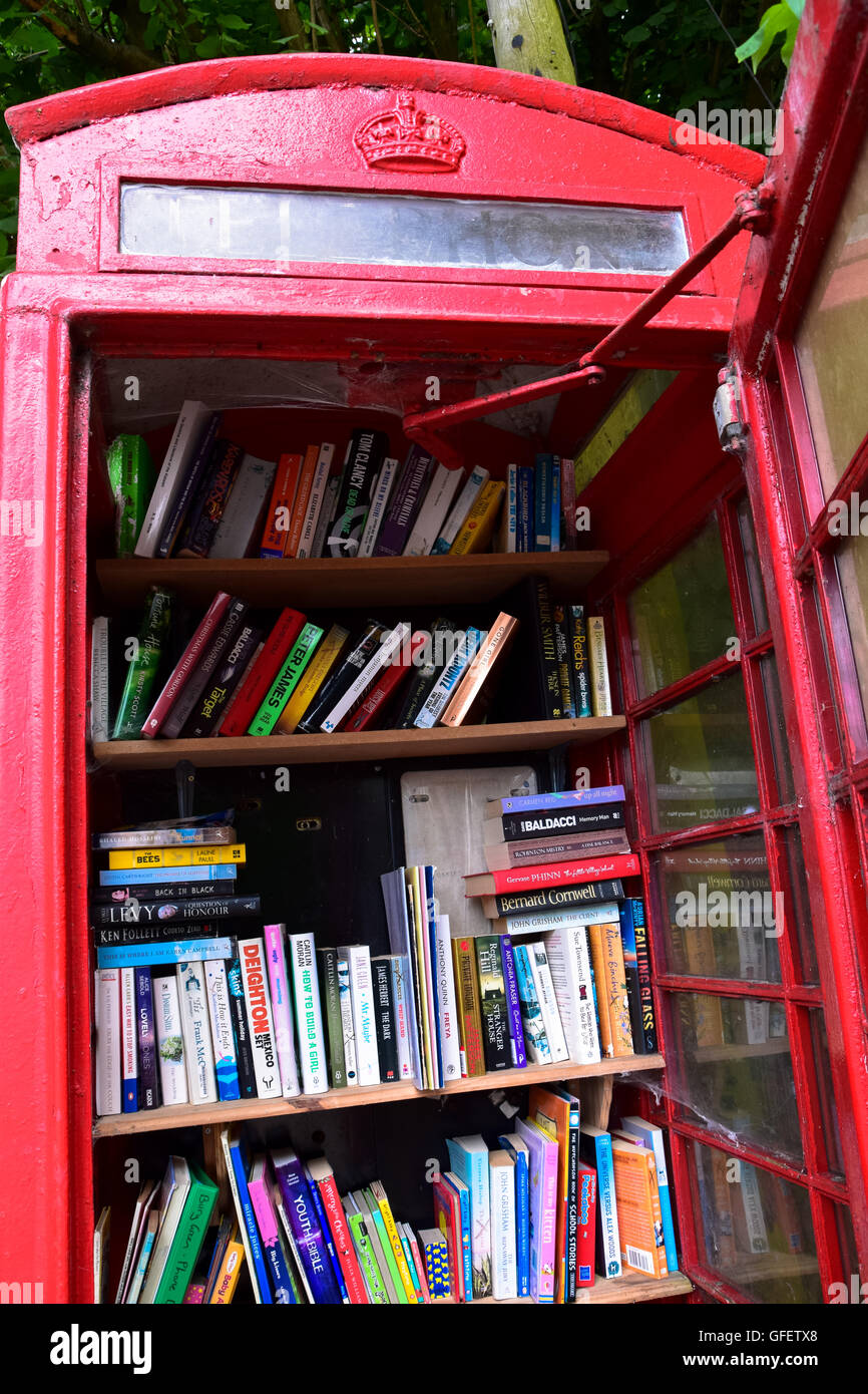 Red telephone box book exchange library, Bury Green Hertfordshire Stock ...