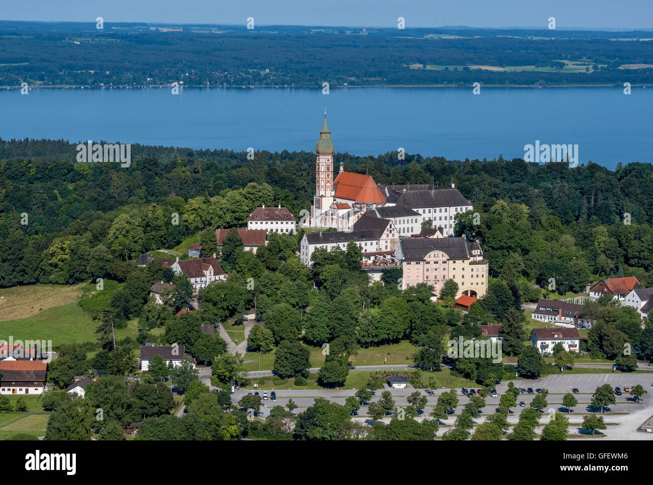 Germany, Bavaria, Upper Bavaria, Andechs Monastery in the Five Lakes ...
