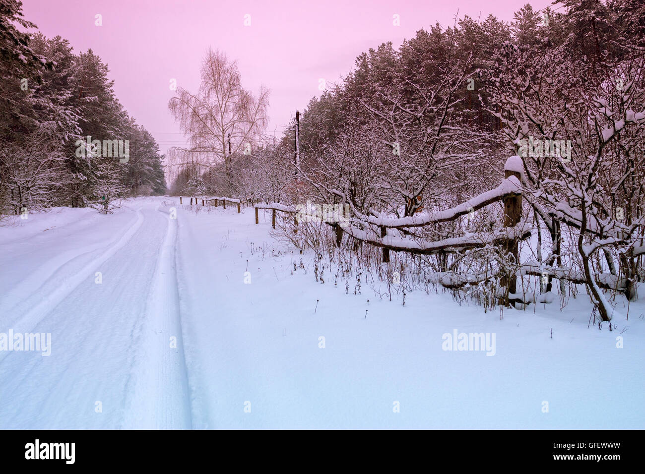Rural winter snowy landscape Stock Photo - Alamy