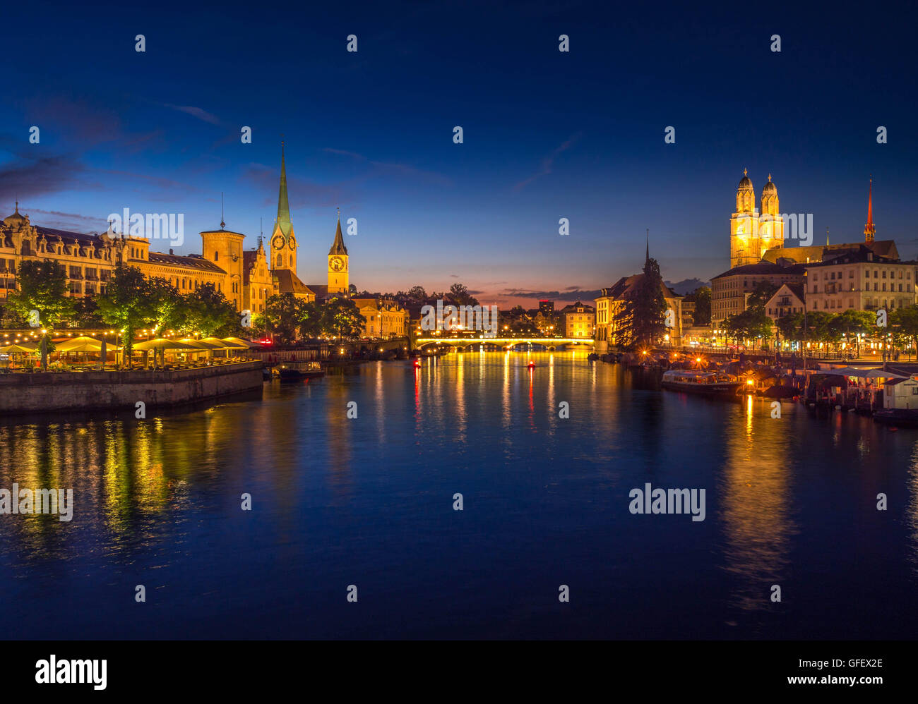 Zurich night churches hi-res stock photography and images - Alamy