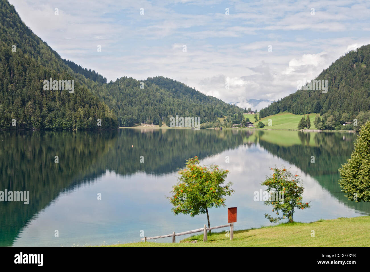 Hintersteiner See mountain lake in the nature reserve Wilder Kaiser Tirol austria Stock Photo ...