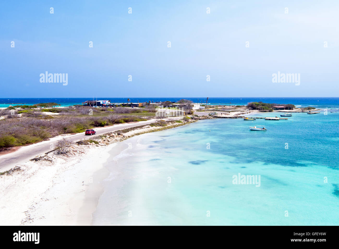 Aerial from Rogers Beach on Aruba island in the Caribbean Sea Stock ...