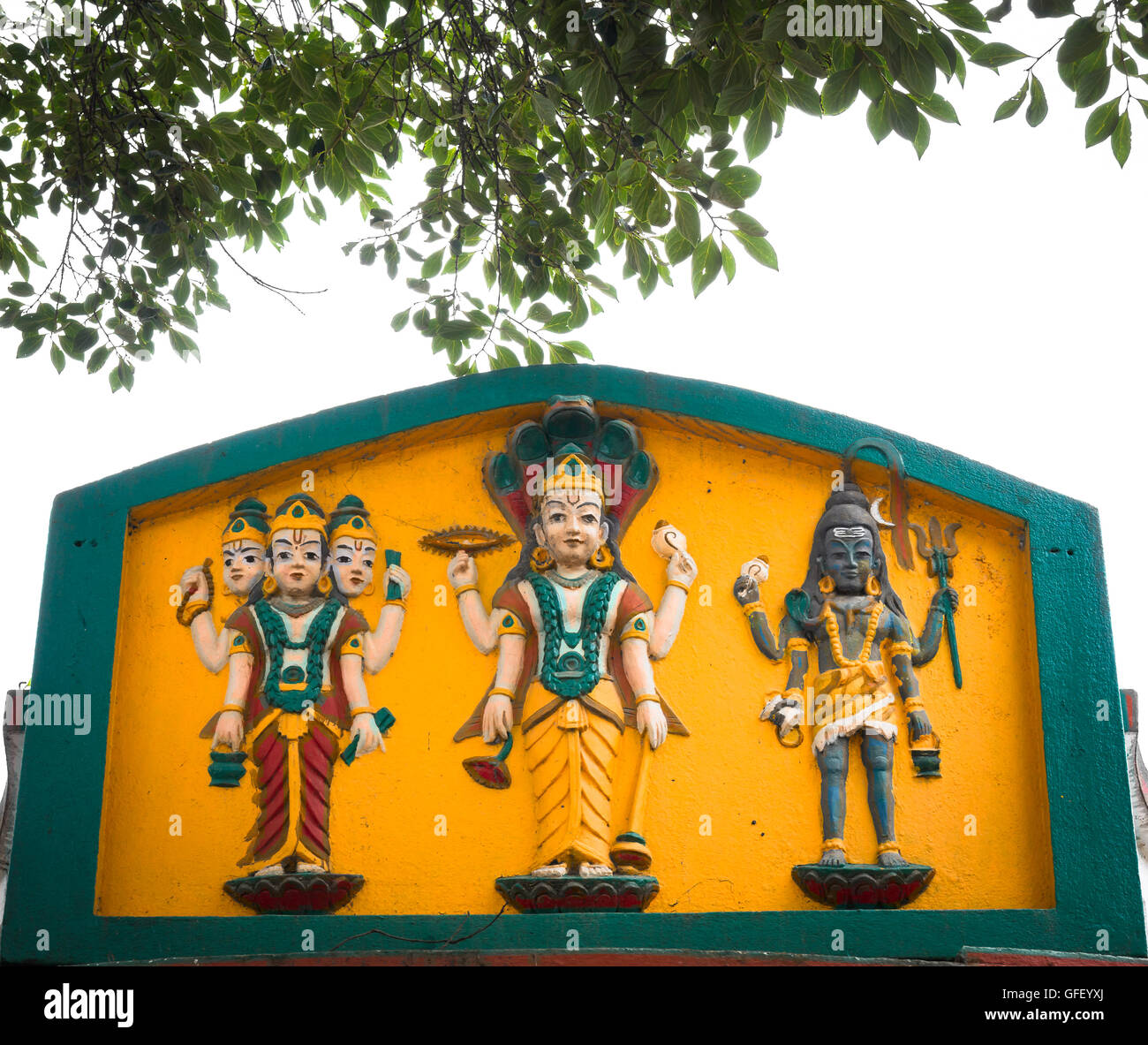 Colorful Hindu Gods on the yellow background Stock Photo - Alamy
