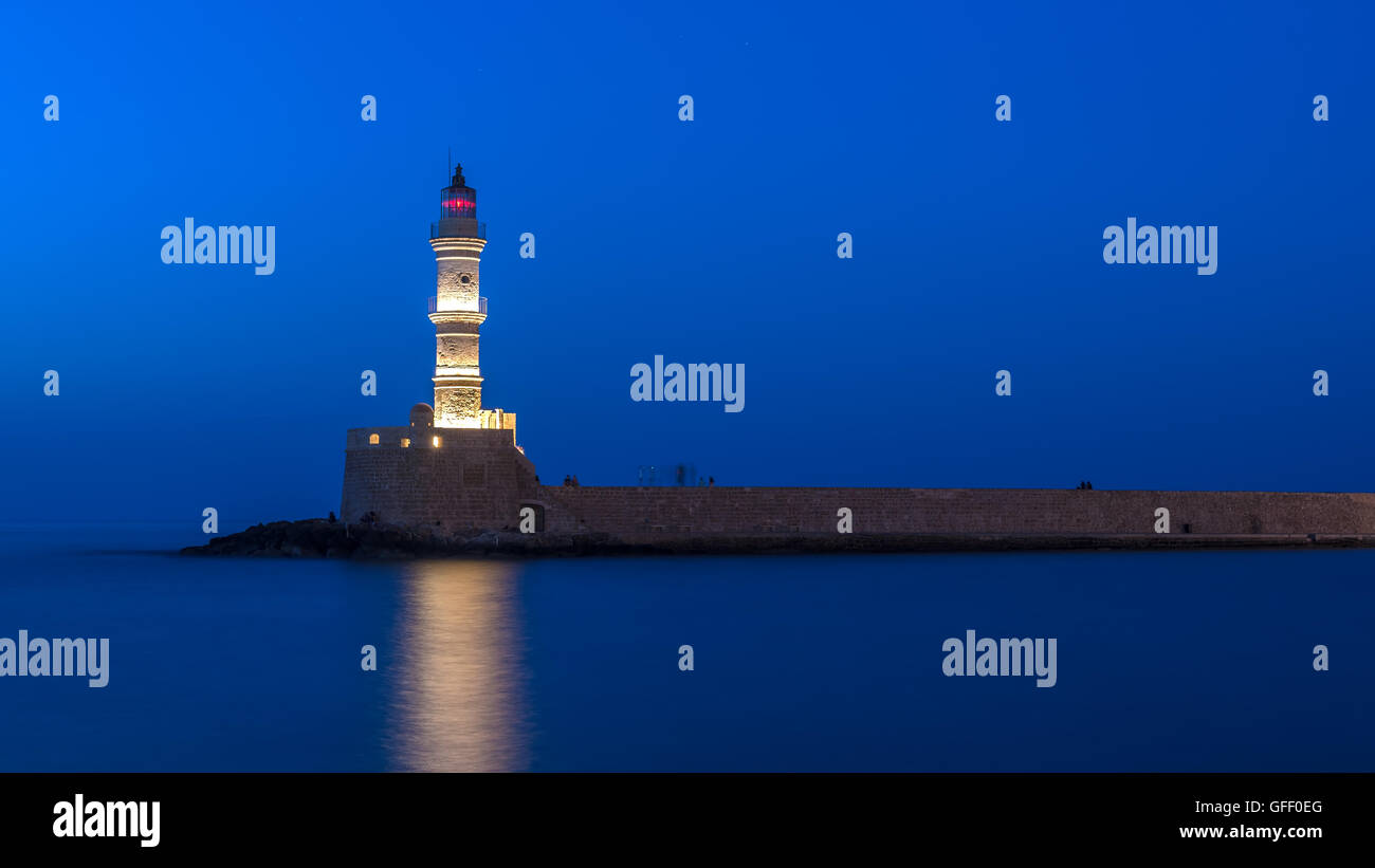 Chania, Crete, Greece: lighthouse in Venetian harbor Stock Photo - Alamy