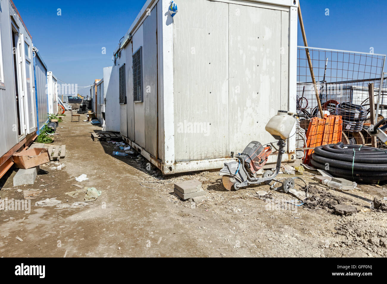 Administration settlement made of container office at building site ...