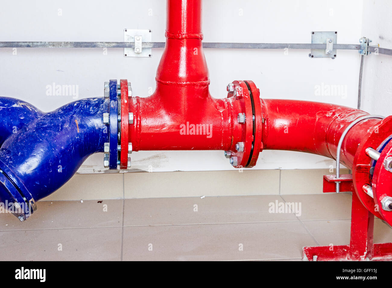 Industrial safety fire control system, colorful water pipes with valve ...