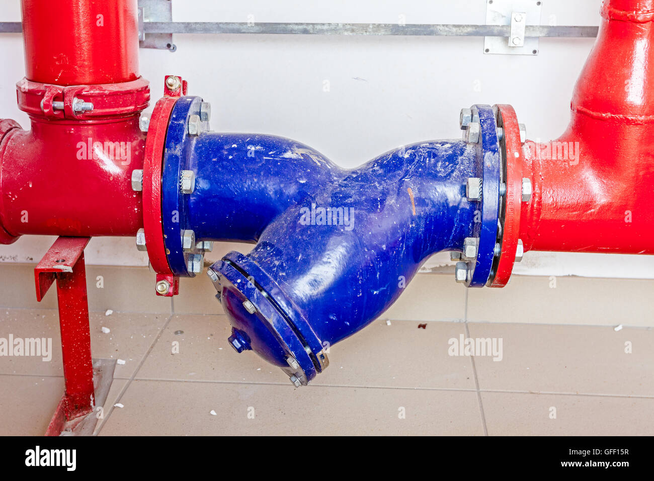 Industrial safety fire control system, colorful water pipes with valve ...