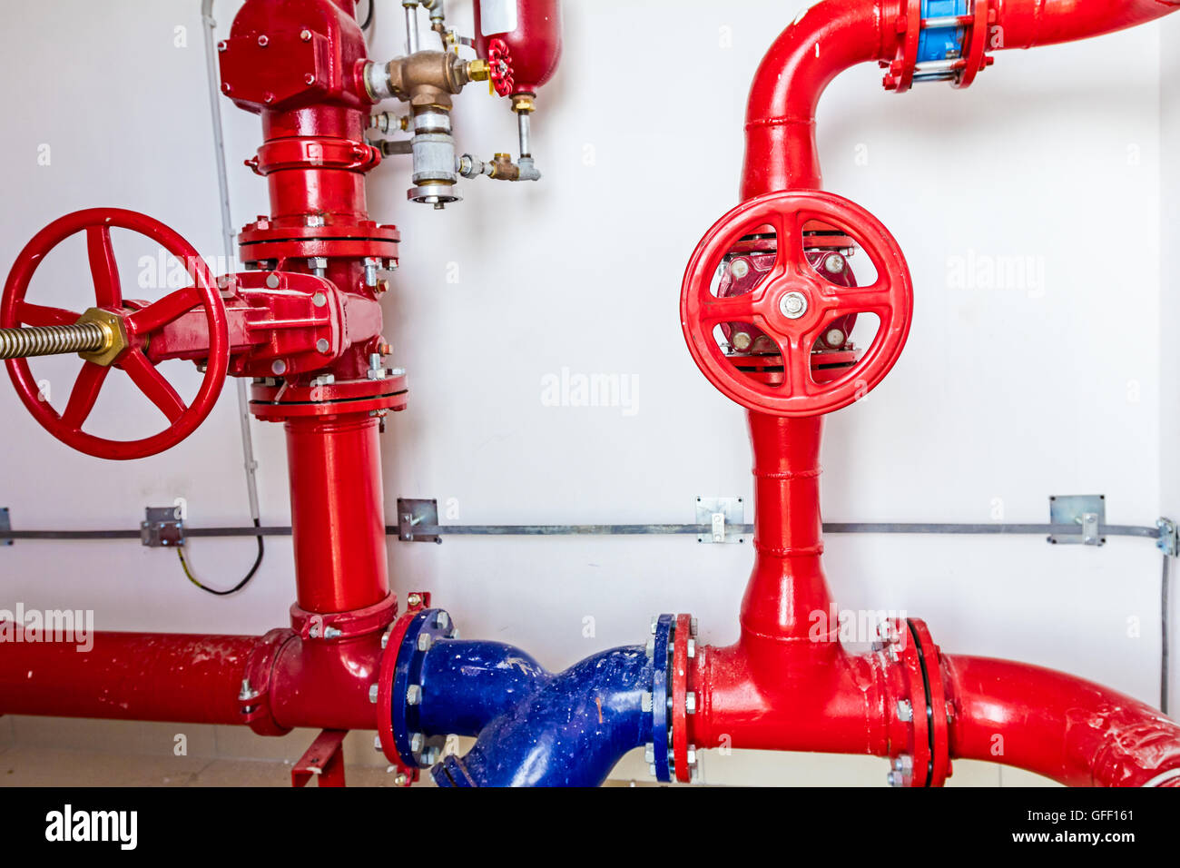 Industrial safety fire control system, colorful water pipes with valve ...