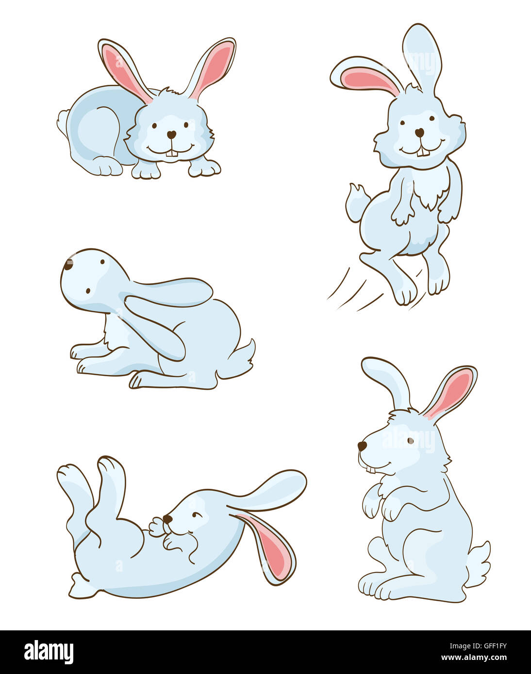 Set cute rabbits hand Cut Out Stock Images & Pictures - Alamy